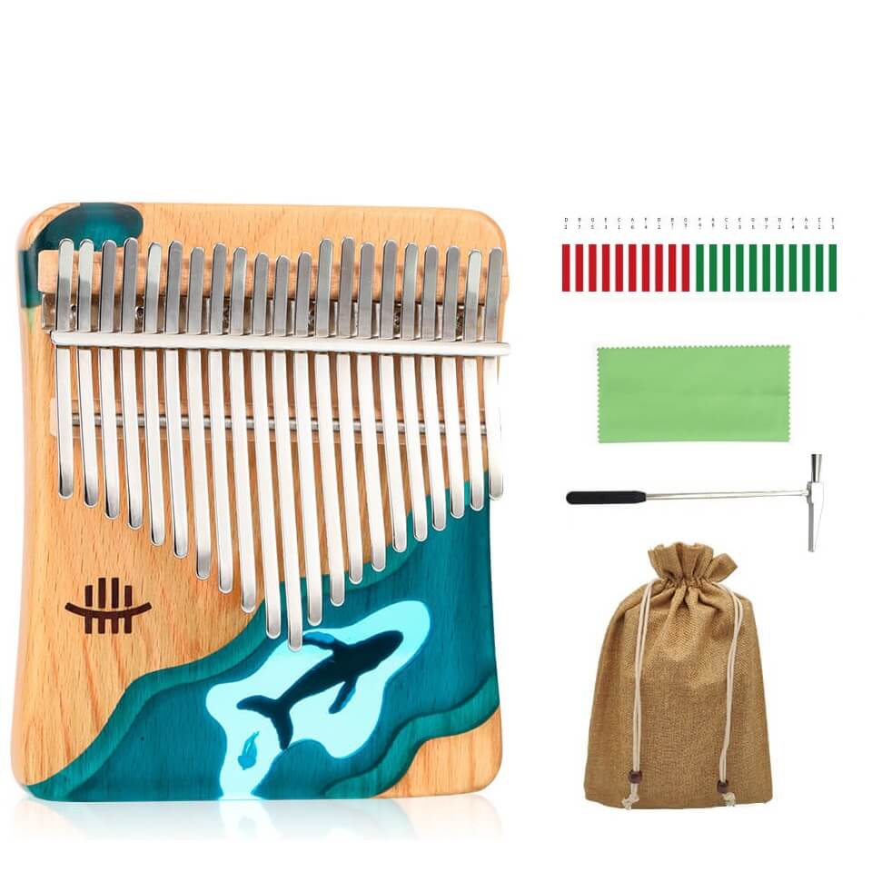Hluru Ocean Whale Kalimba 21 Key | 17Key Blue Resin Kalimba Thumb Piano ...