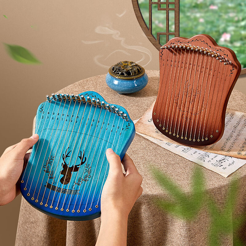 Harpika Mini Lyre Harp 17 Strings Finger Harp | Reindeer Hand Finger ...