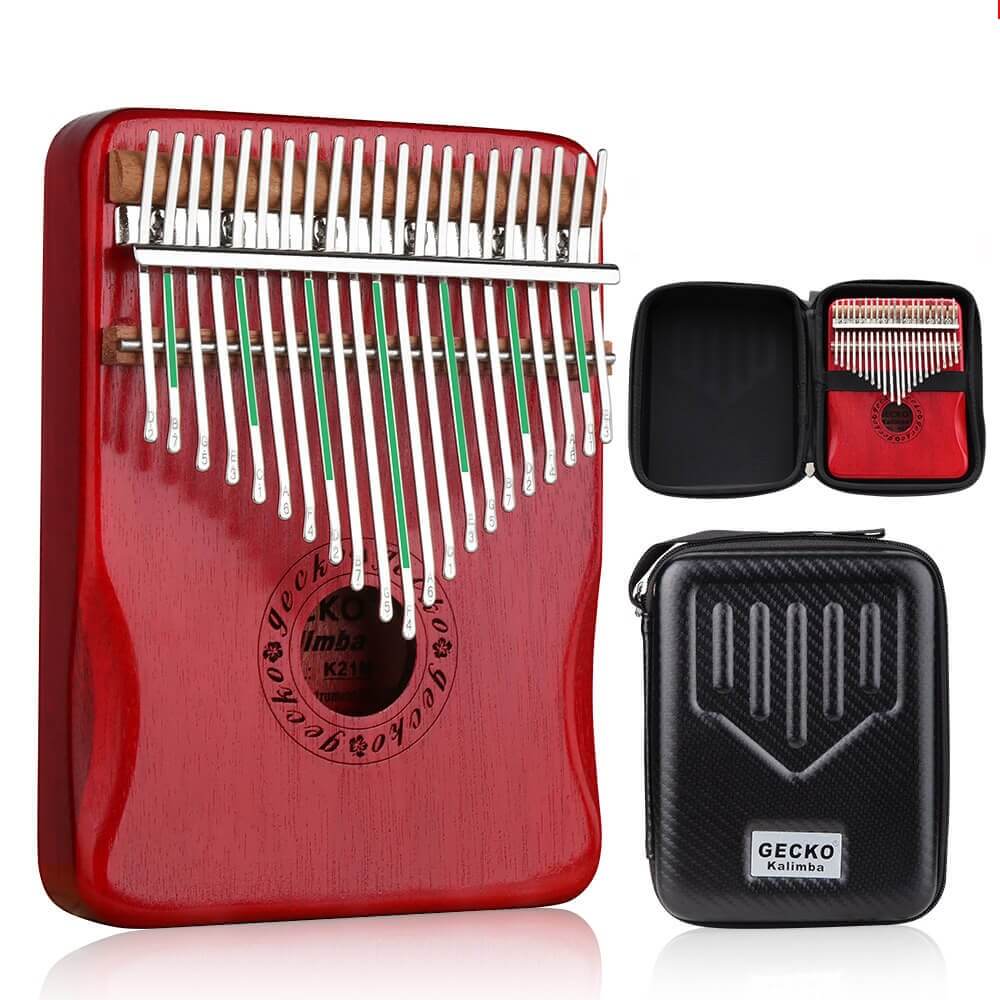 GECKO Kalimba 21 Key Thin Tines | 17 Key Mahogany Thumb Piano | Finger ...