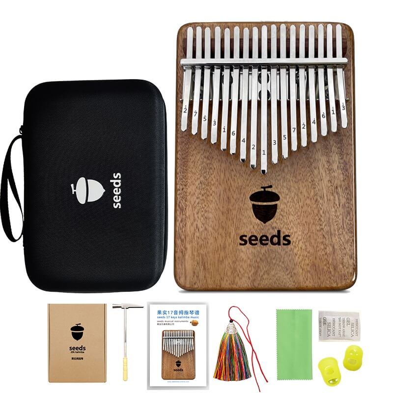 Seeds 21 Key Solid Wood Kalimba 17 | Flat Board Piano Keyboard with ...